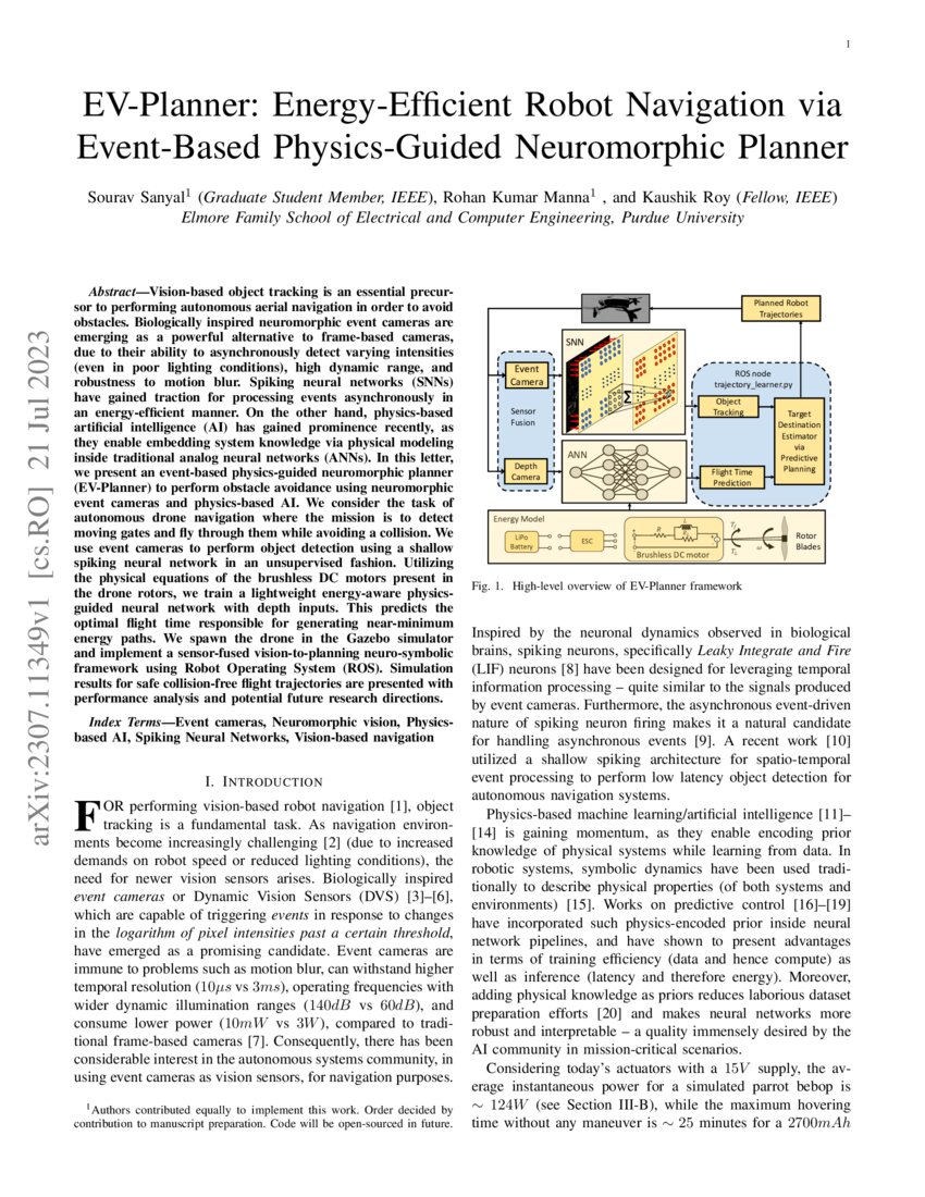 EV-Planner: Energy-Efficient Robot Navigation via Event-Based Physics-Guided Neuromorphic ...