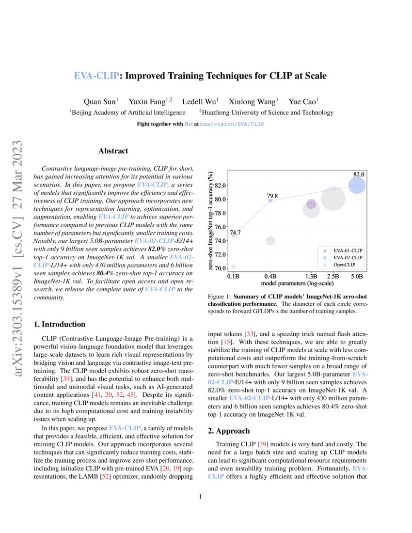 EVA-CLIP: Improved Training Techniques for CLIP at Scale | DeepAI