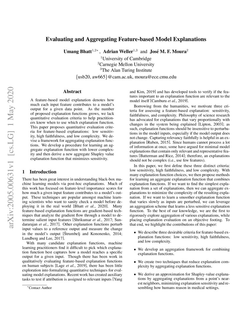 Evaluating and Aggregating Feature-based Model Explanations | DeepAI Evaluating and Aggregating Feature-based Model Explanations | DeepAI