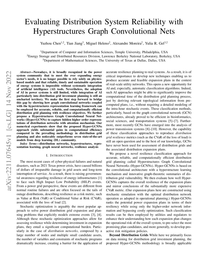 Evaluating Distribution System Reliability With Hyperstructures Graph