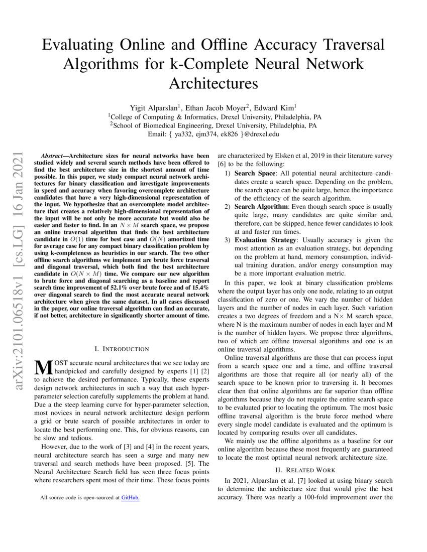 Evaluating Online and Offline Accuracy Traversal Algorithms for k ...