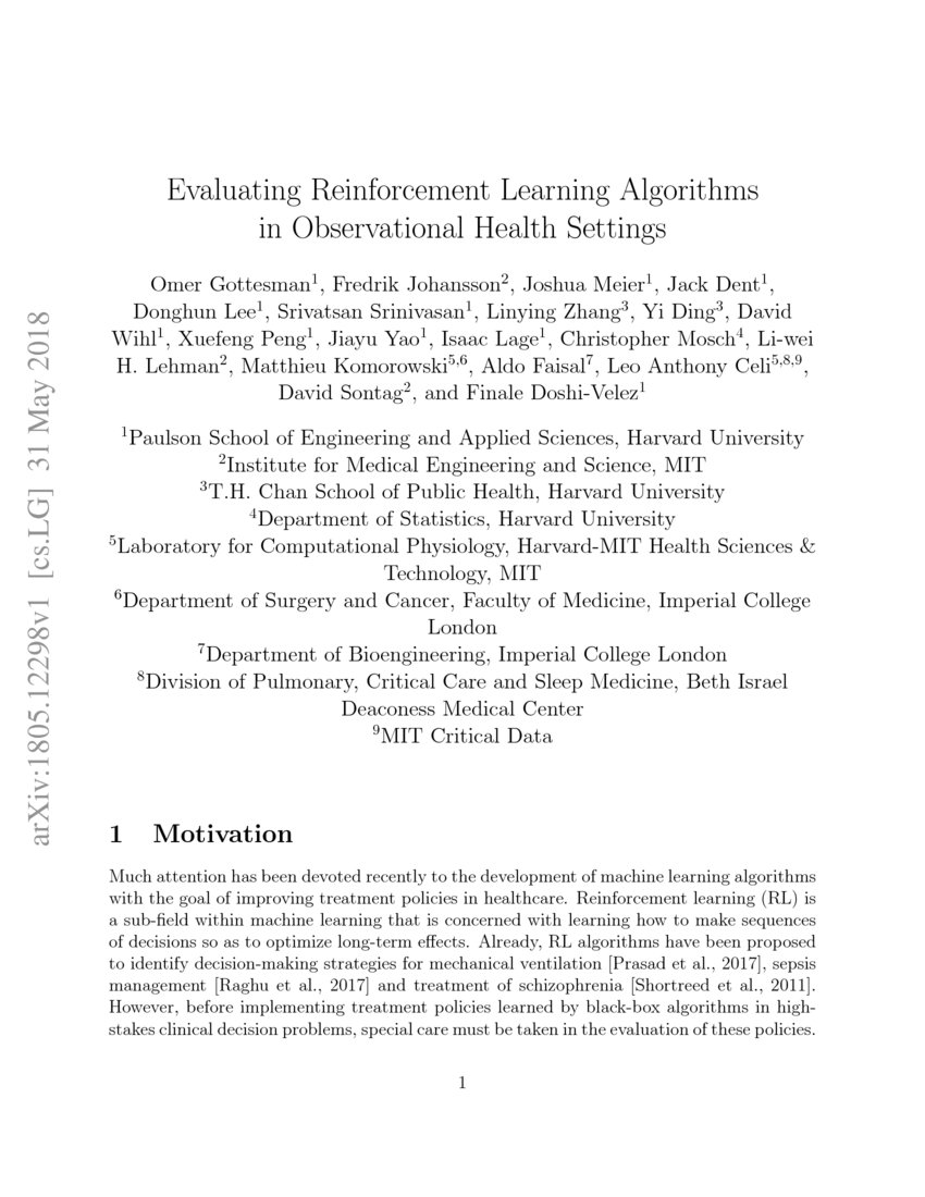 Evaluating Reinforcement Learning Algorithms In Observational Health 3715
