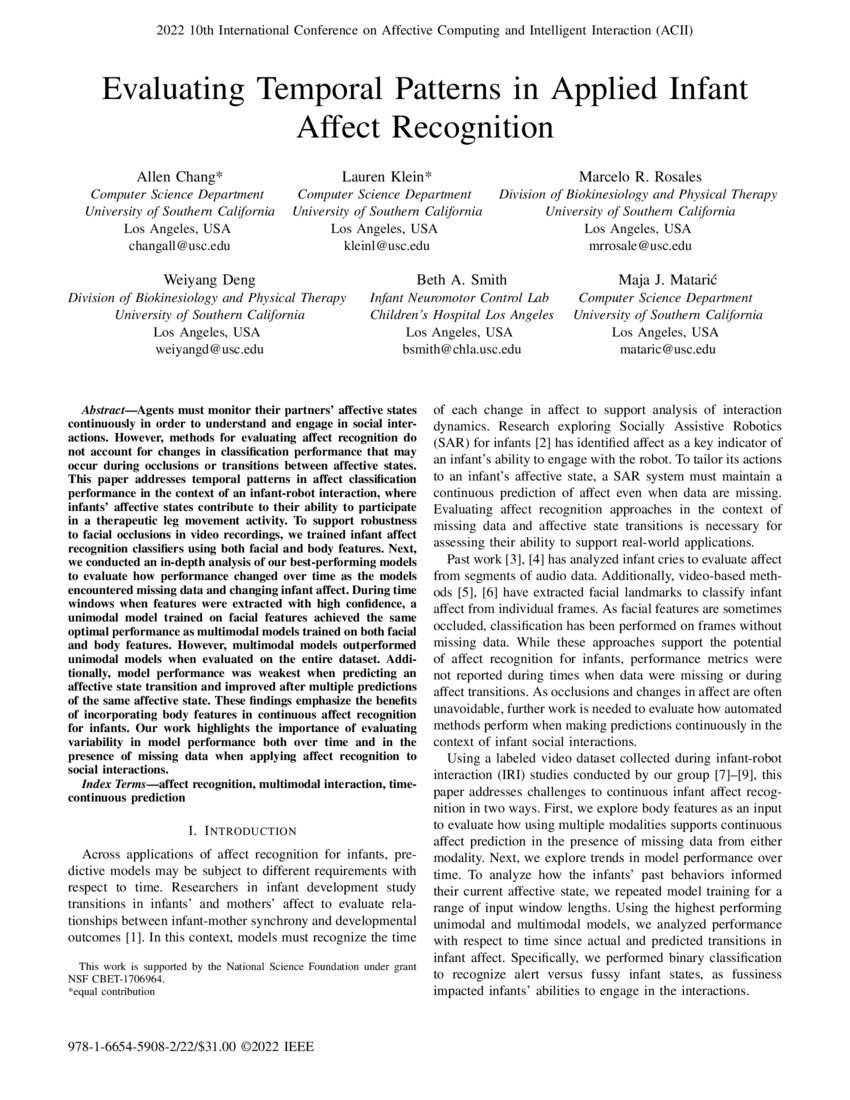 Evaluating Temporal Patterns In Applied Infant Affect Recognition Deepai 8021