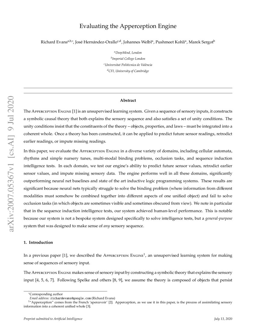 Evaluating the Apperception Engine | DeepAI