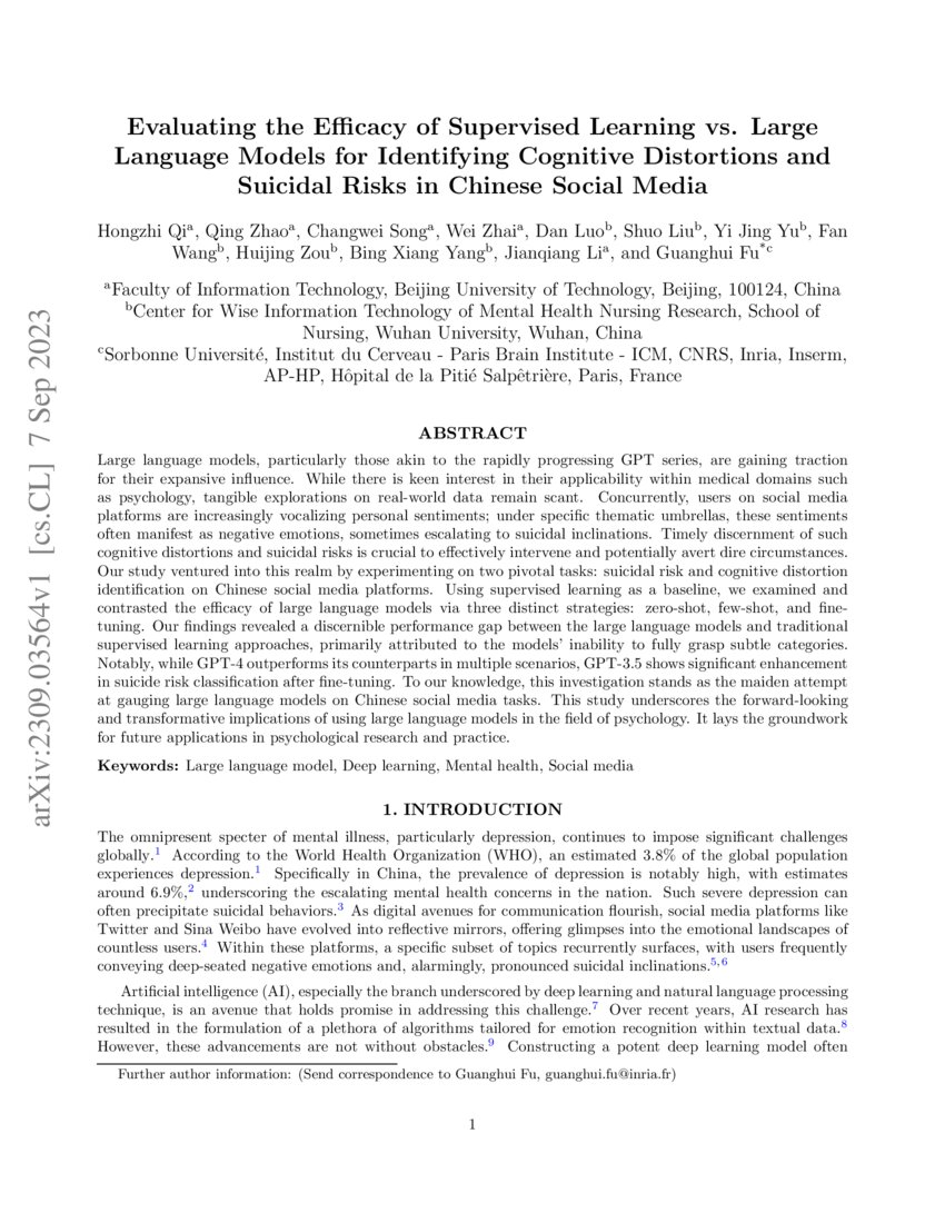 Evaluating the Efficacy of Supervised Learning vs Large Language Models for Identifying ...