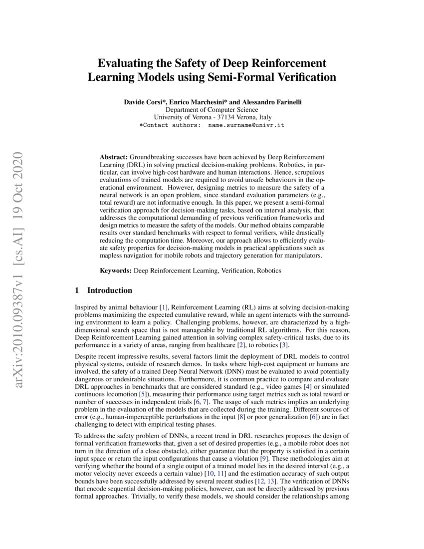 Evaluating the Safety of Deep Reinforcement Learning Models using Semi ... Evaluating the Safety of Deep Reinforcement Learning Models using Semi ...