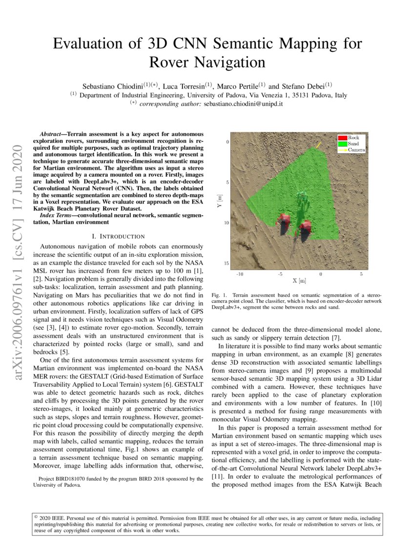 Evaluation Of 3d Cnn Semantic Mapping For Rover Navigation Deepai