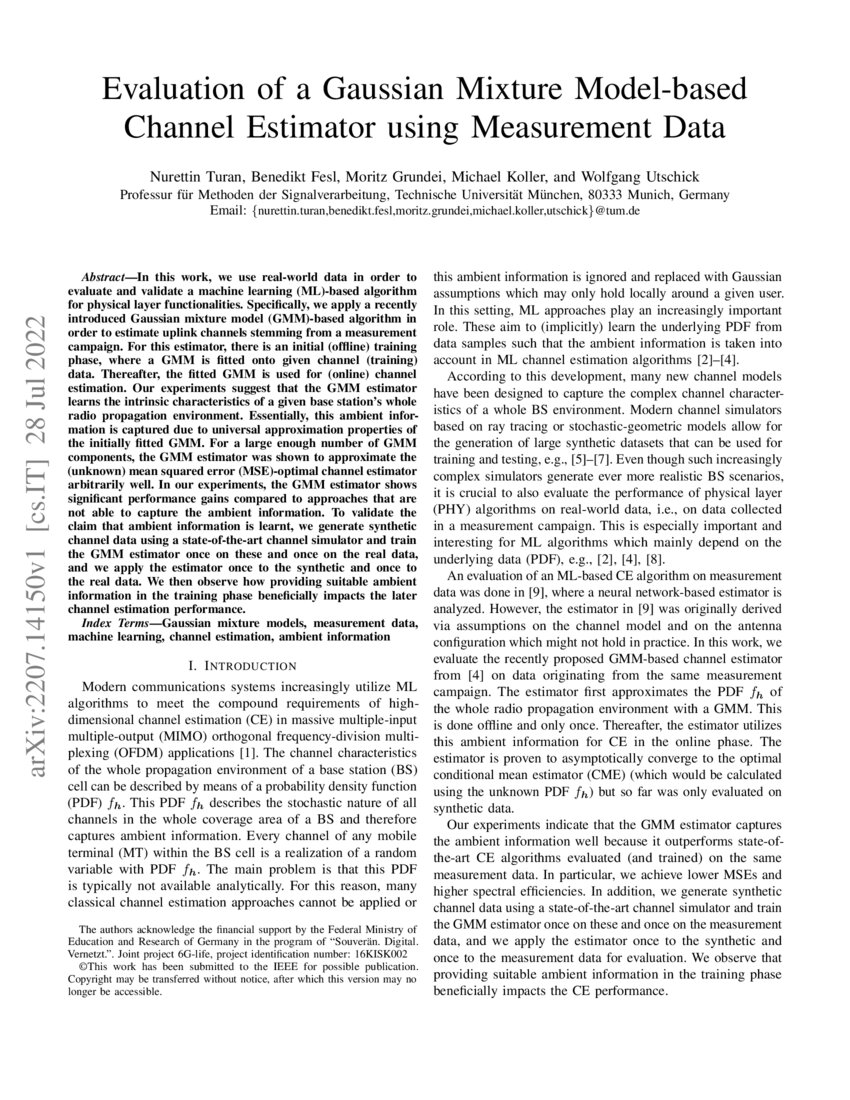 Evaluation of a Gaussian Mixture Model-based Channel Estimator using Measurement Data | DeepAI