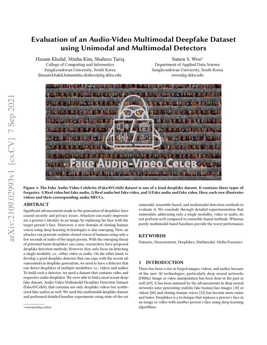 Evaluation Of An Audio Video Multimodal Deepfake Dataset Using Unimodal And Multimodal Detectors