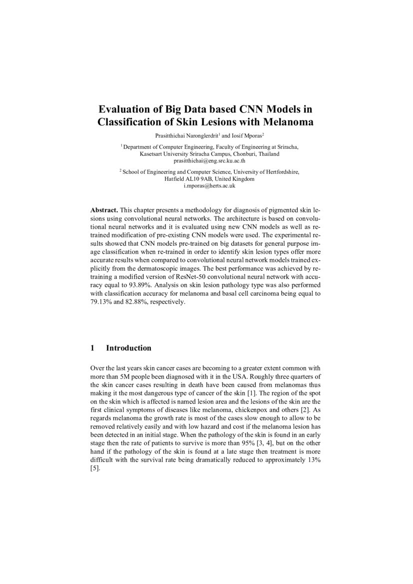 Evaluation Of Big Data Based Cnn Models In Classification Of Skin Lesions With Melanoma Deepai