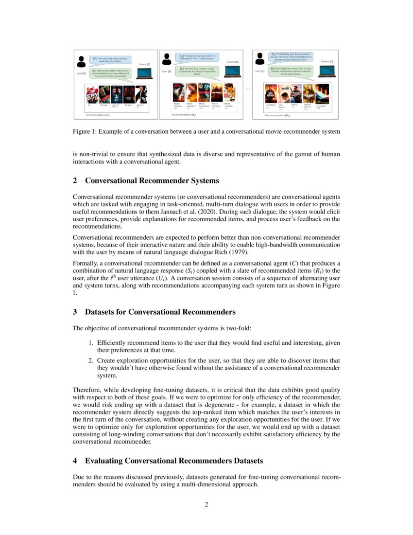 Evaluation Of Synthetic Datasets For Conversational Recommender Systems Deepai 