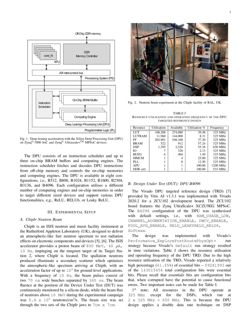 Evaluation of Xilinx Deep Learning Processing Unit under Neutron Irradiation | DeepAI