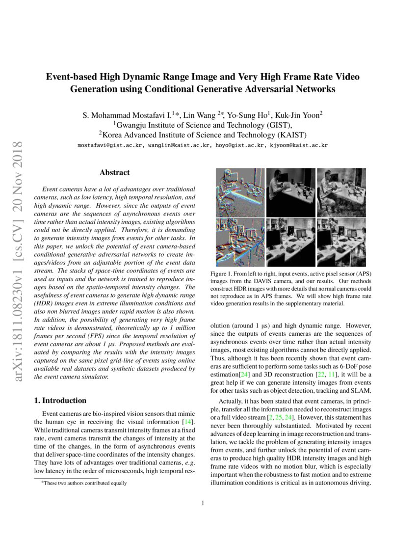 Event Based High Dynamic Range Image And Very High Frame Rate Video Generation Using Conditional