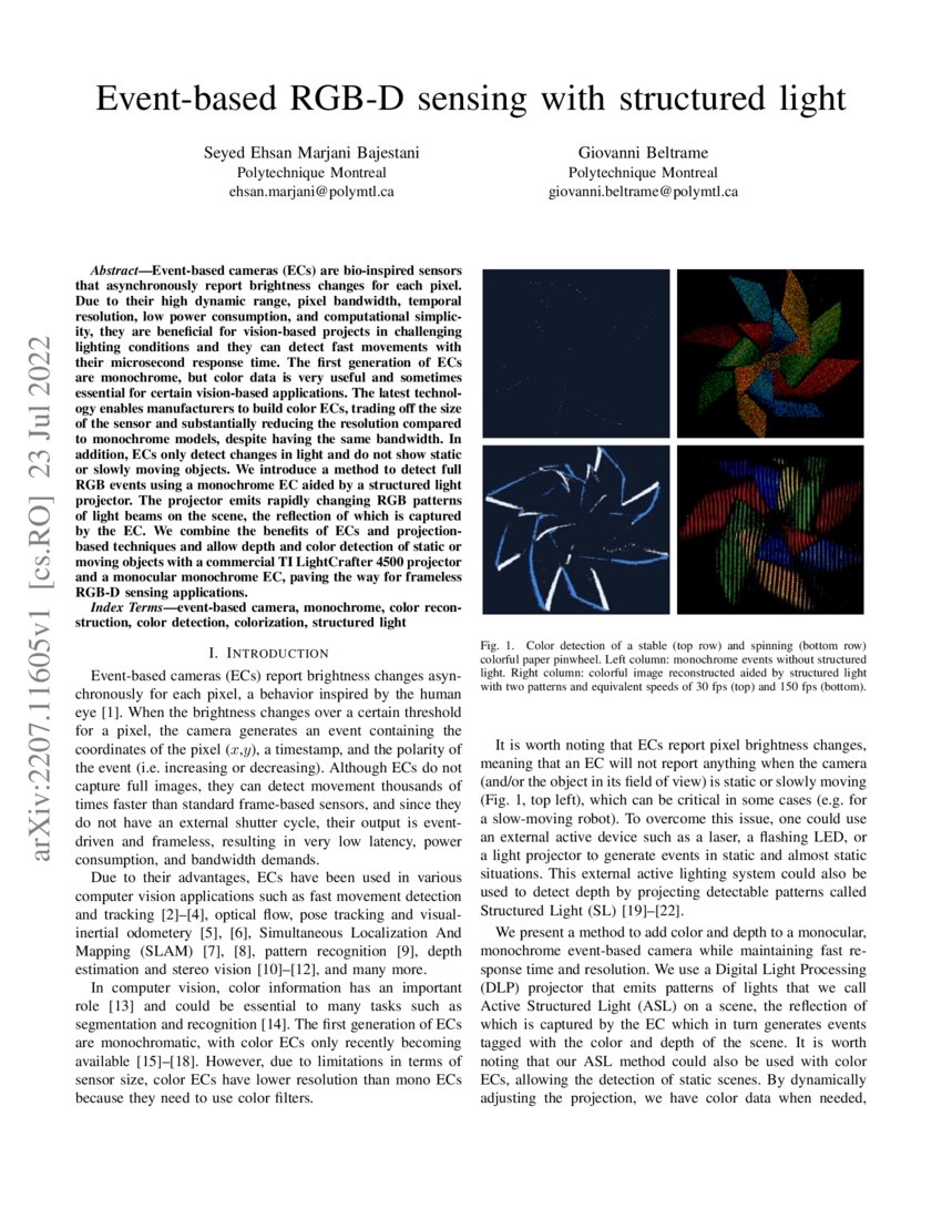 Event-based RGB-D sensing with structured light | DeepAI