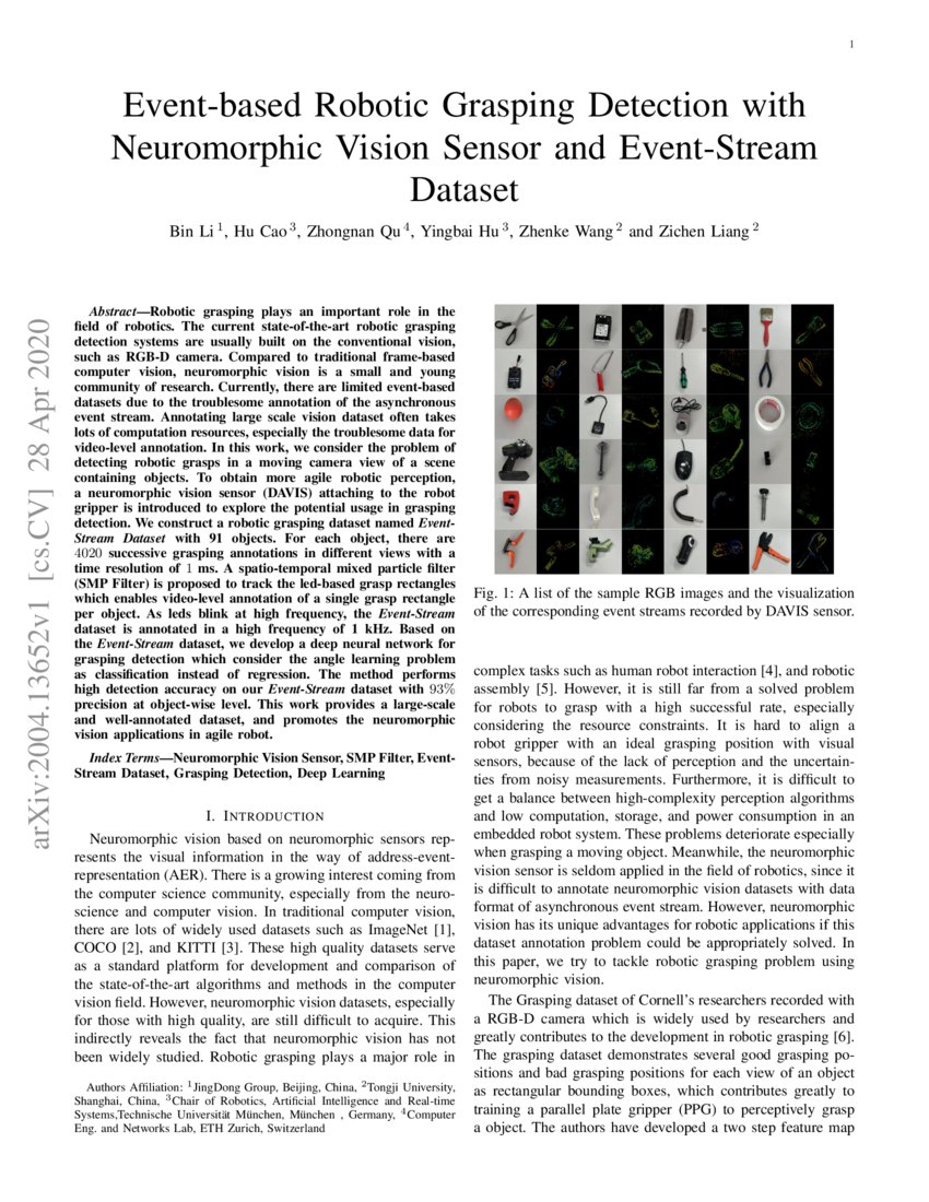 Event Based Robotic Grasping Detection With Neuromorphic Vision Sensor And Event Stream Dataset