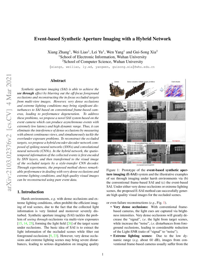 Event-based Synthetic Aperture Imaging with a Hybrid Network | DeepAI