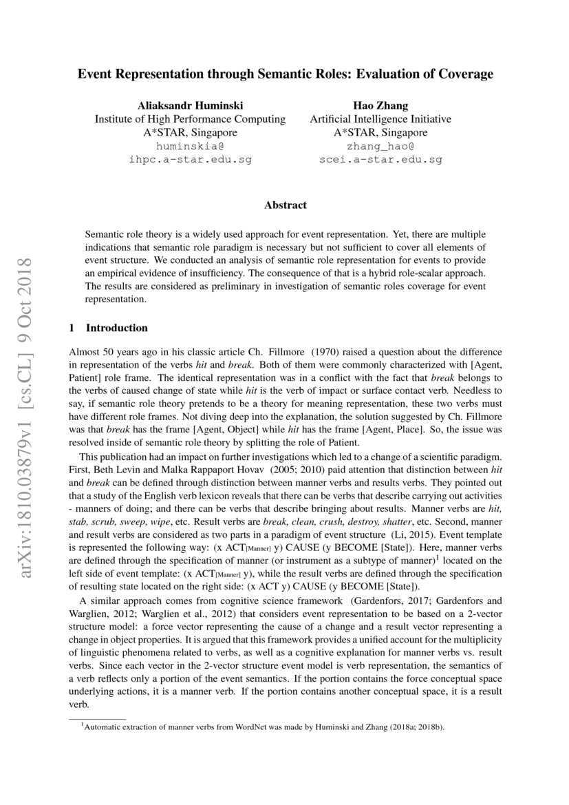 Event Representation Through Semantic Roles Evaluation Of Coverage Deepai