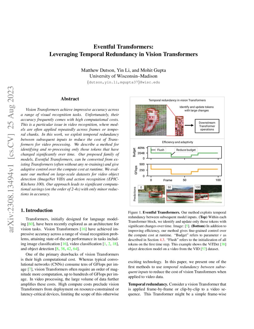 Eventful Transformers Leveraging Temporal Redundancy In Vision
