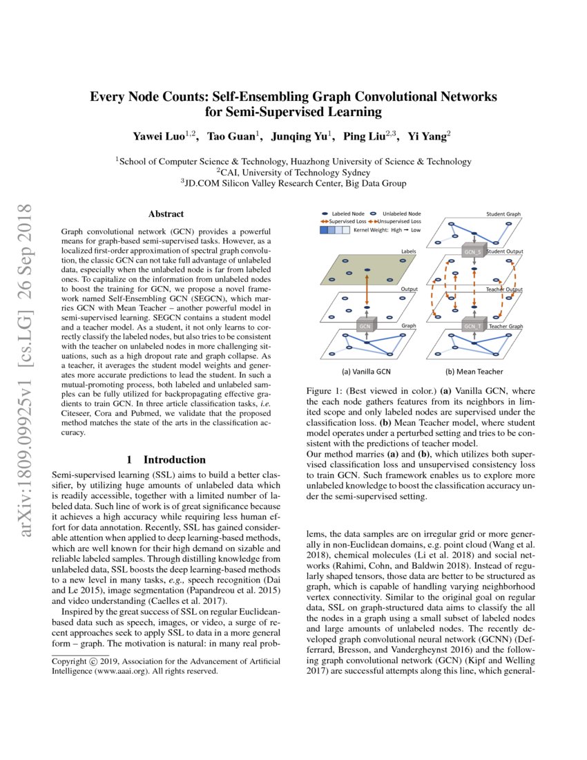 Every Node Counts: Self-Ensembling Graph Convolutional Networks for ...