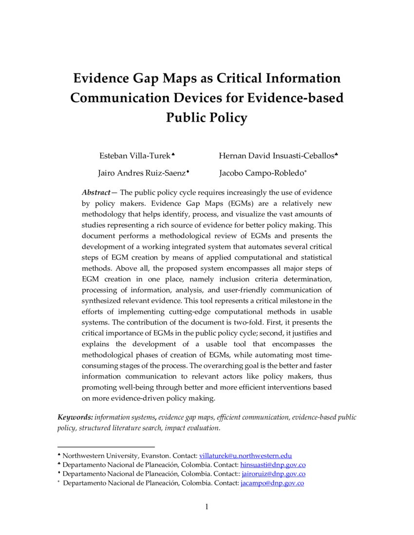 Evidence Gap Maps as Critical Information Communication Devices for ...