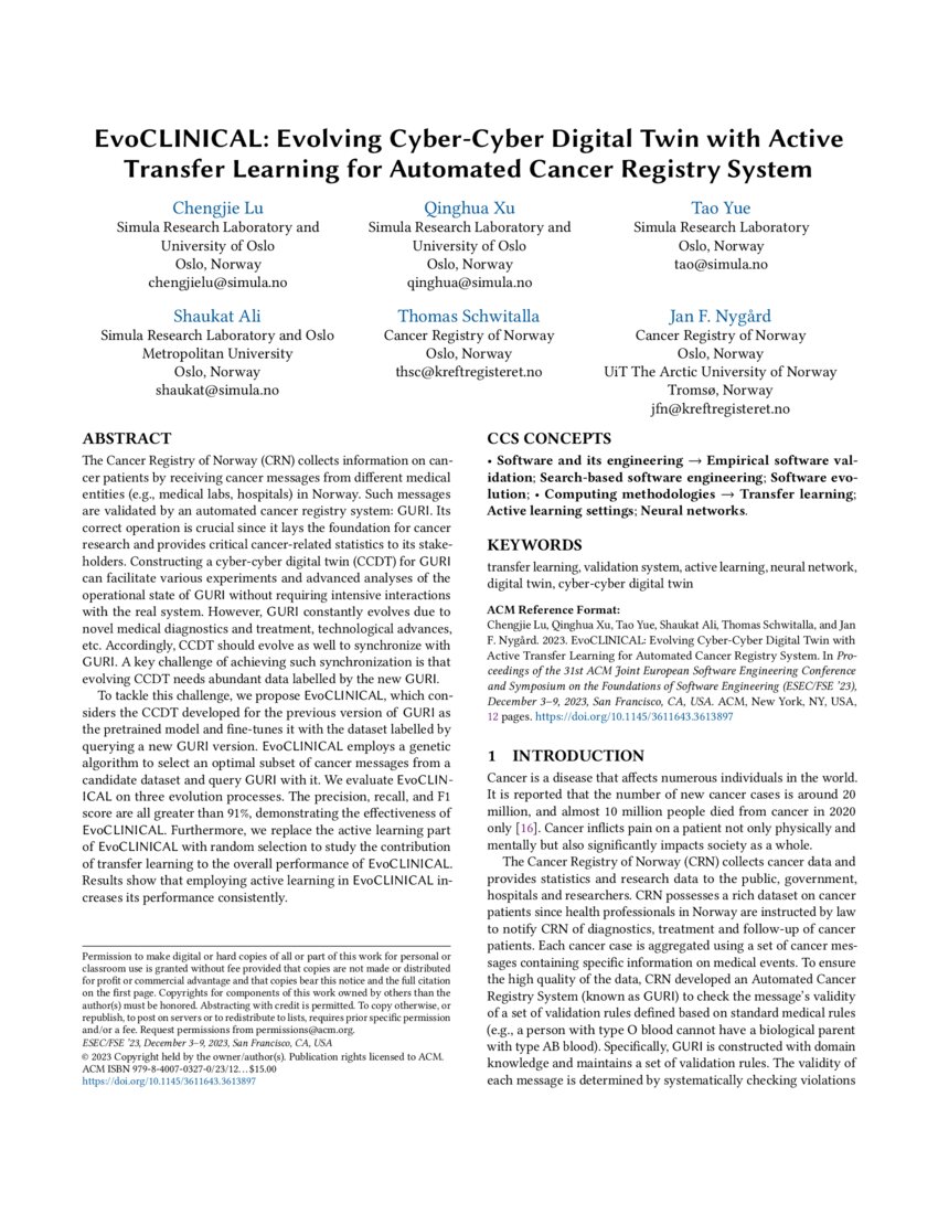 Evoclinical Evolving Cyber Cyber Digital Twin With Active Transfer