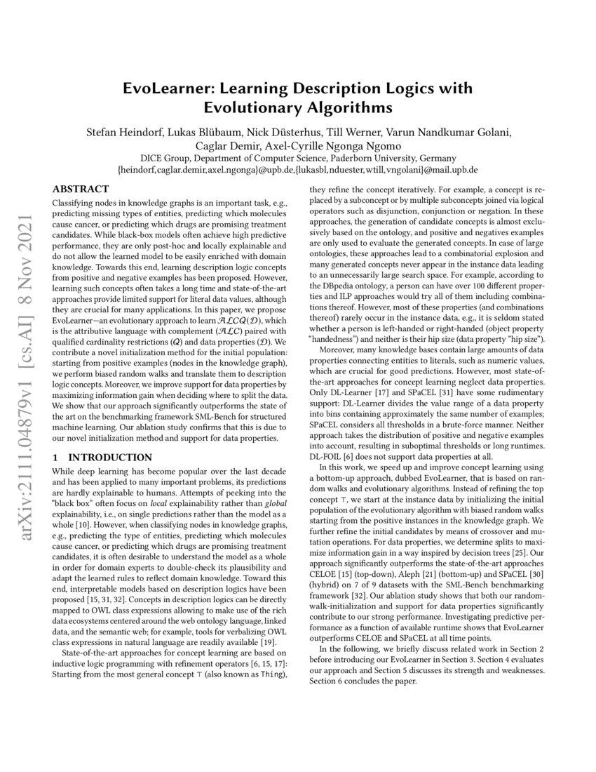 EvoLearner: Learning Description Logics with Evolutionary Algorithms ...