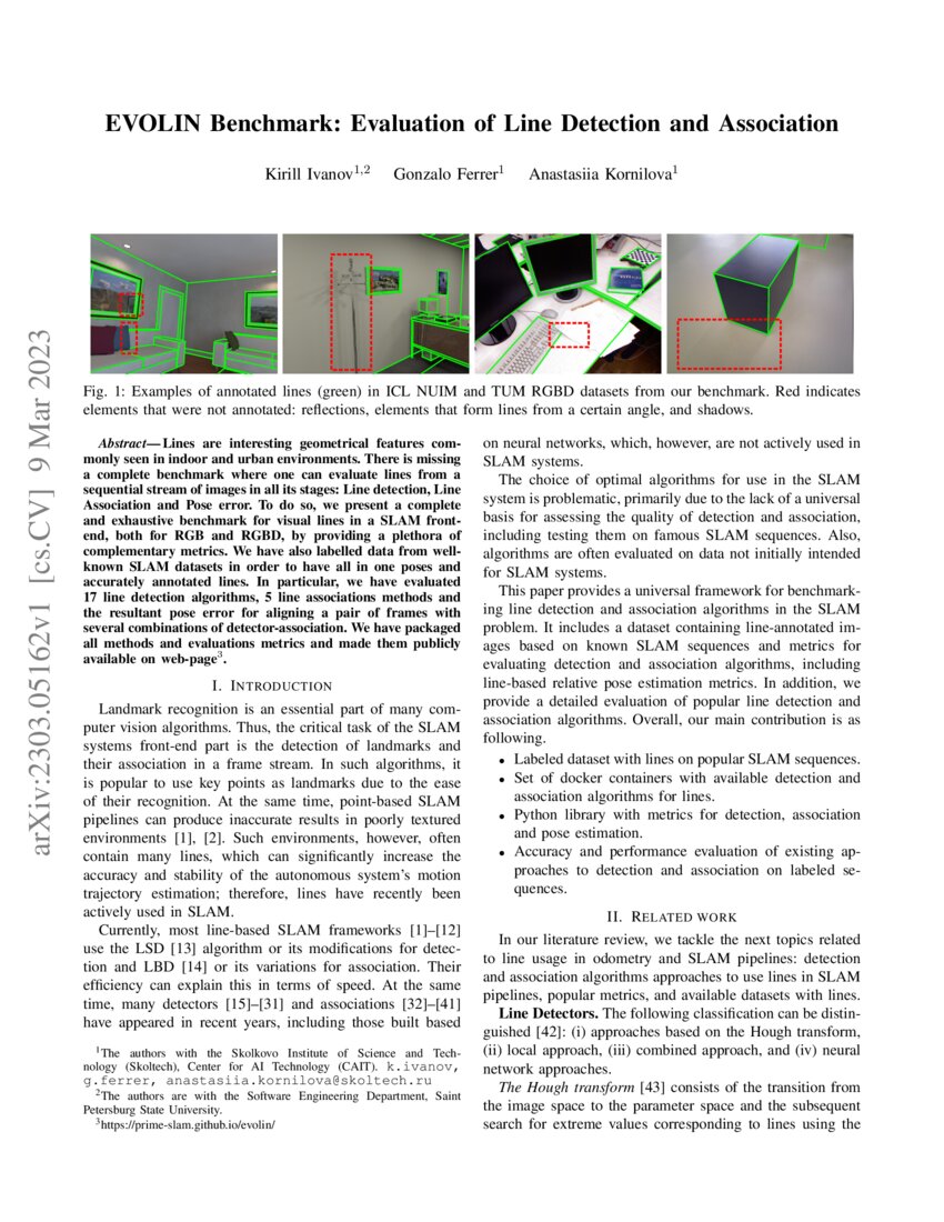 EVOLIN Benchmark: Evaluation of Line Detection and Association | DeepAI