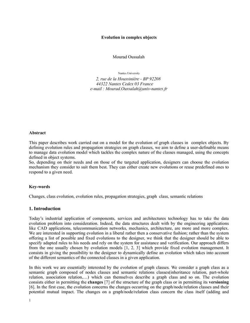 Evolution in complex objects | DeepAI