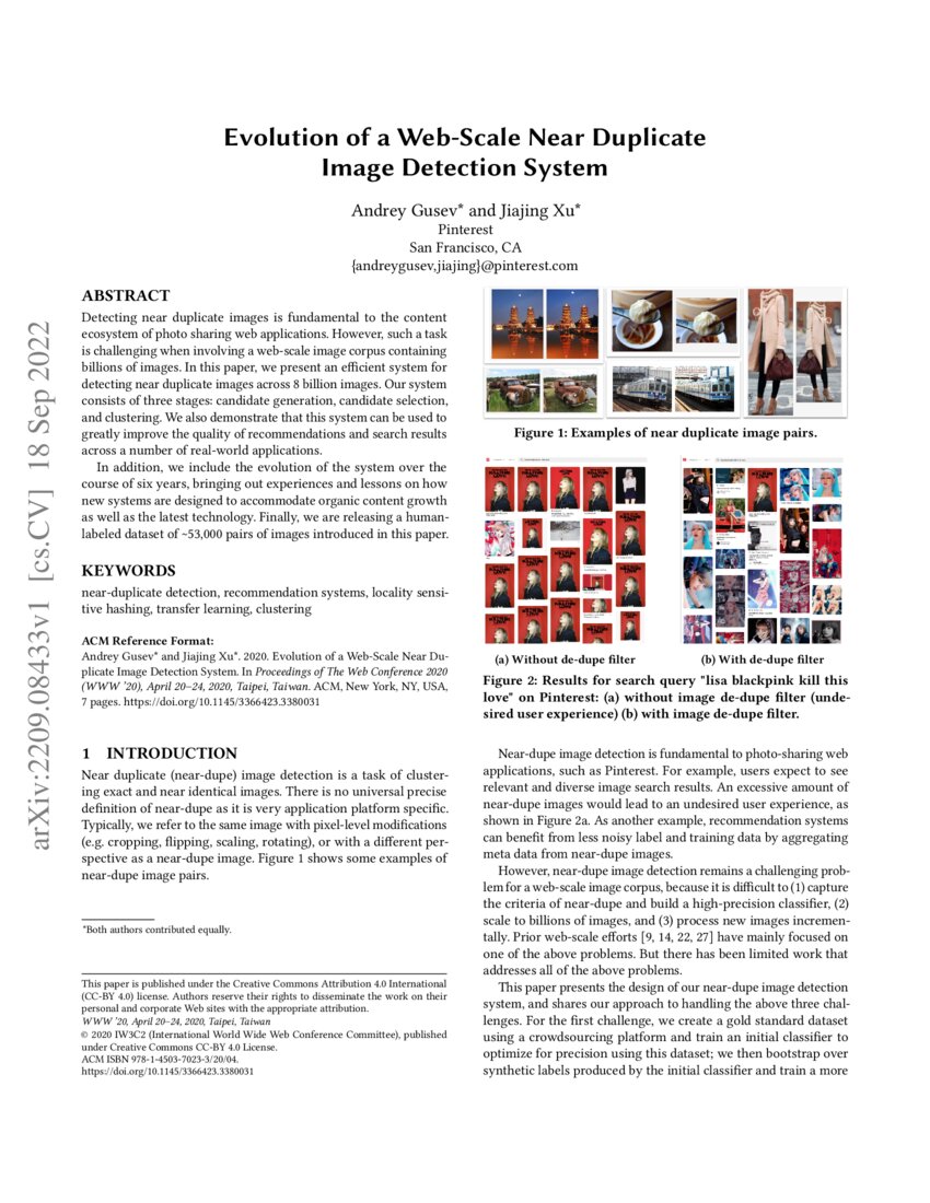Evolution Of A Web Scale Near Duplicate Image Detection System Deepai