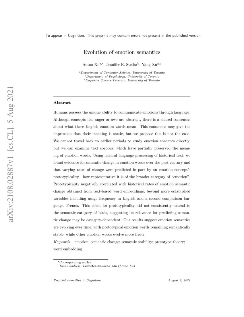 Evolution of emotion semantics | DeepAI