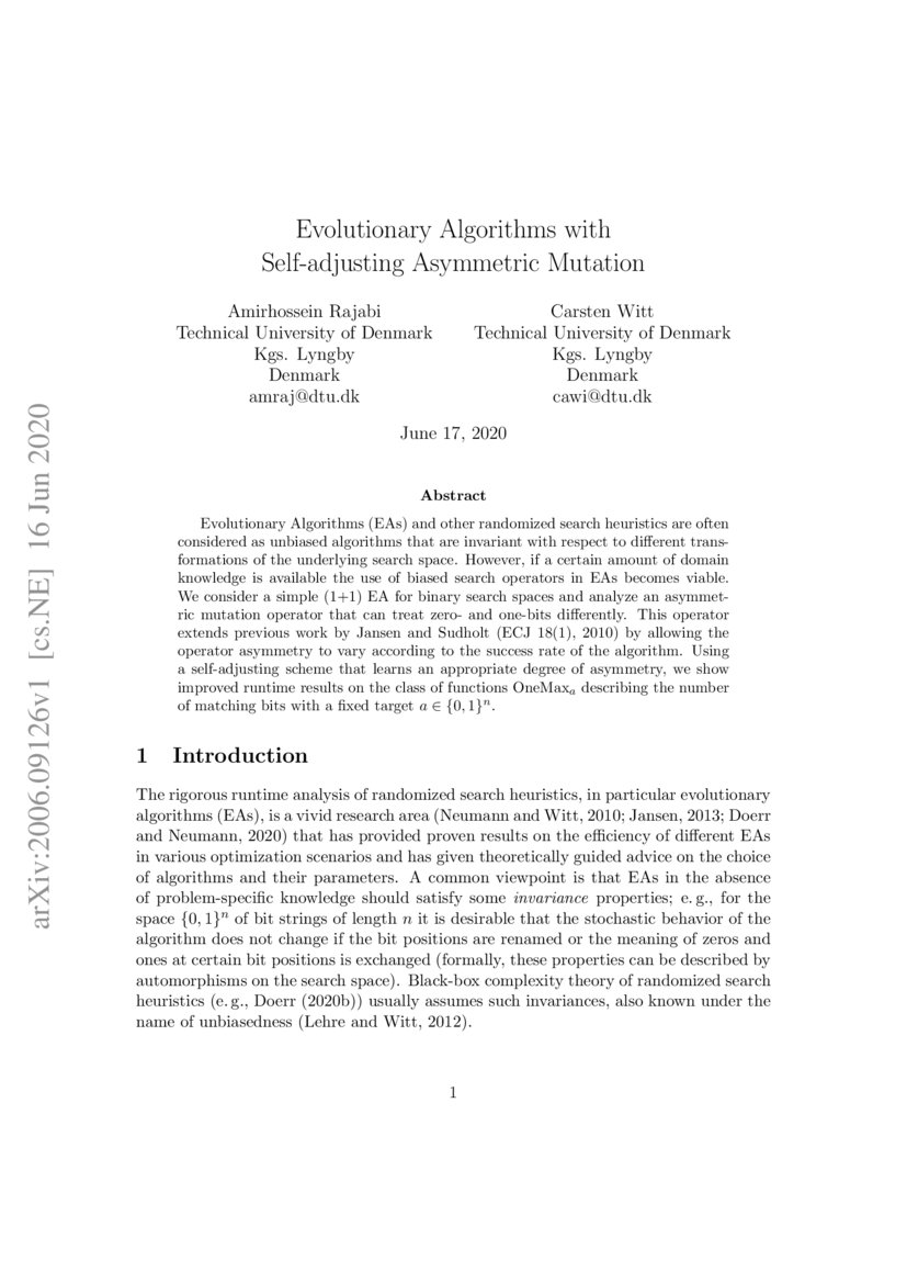 Evolutionary Algorithms with Self-adjusting Asymmetric Mutation | DeepAI