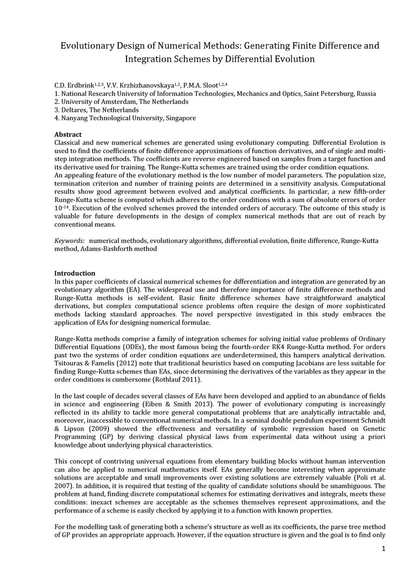 Evolutionary Design Of Numerical Methods Generating Finite Difference And Integration Schemes