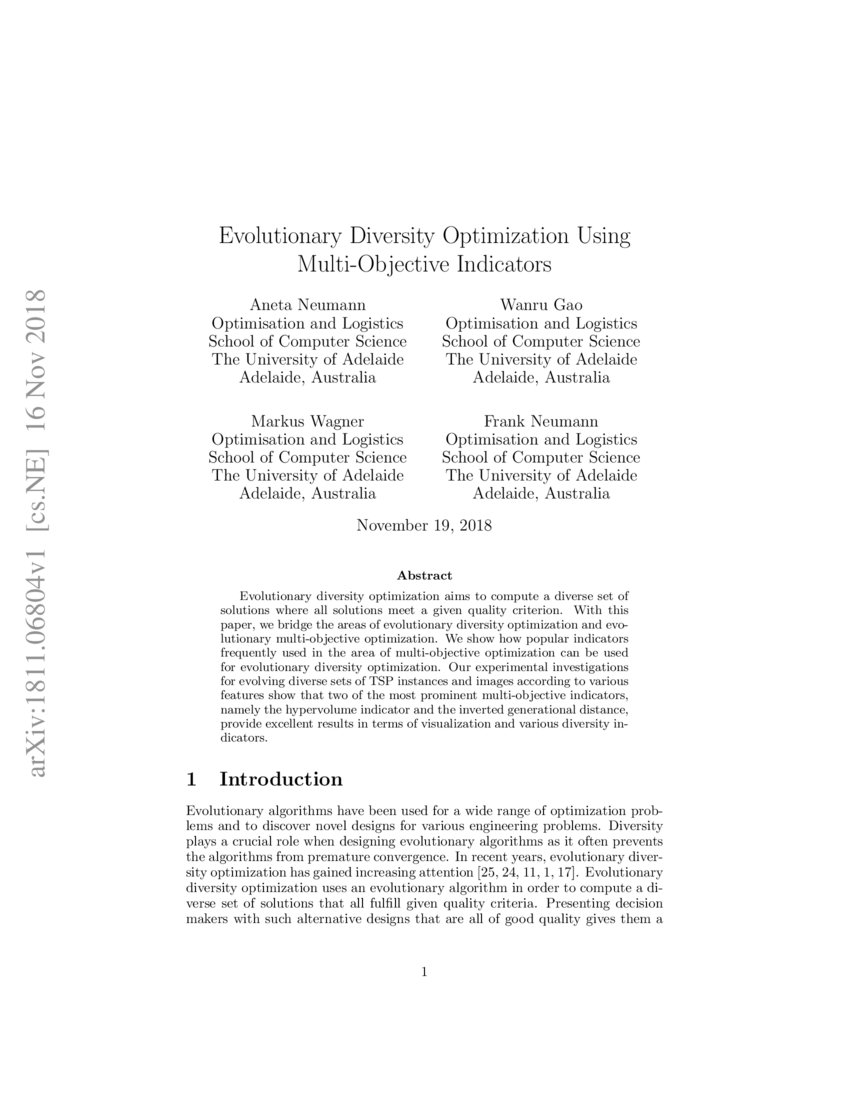 Evolutionary Diversity Optimization Using Multi-Objective Indicators | DeepAI