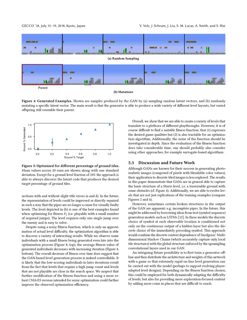 Evolving Mario Levels in the Latent Space of a Deep Convolutional Generative Adversarial Network ...