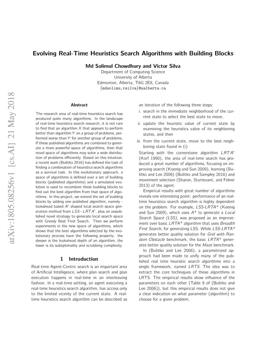 Evolving Real Time Heuristics Search Algorithms With Building Blocks