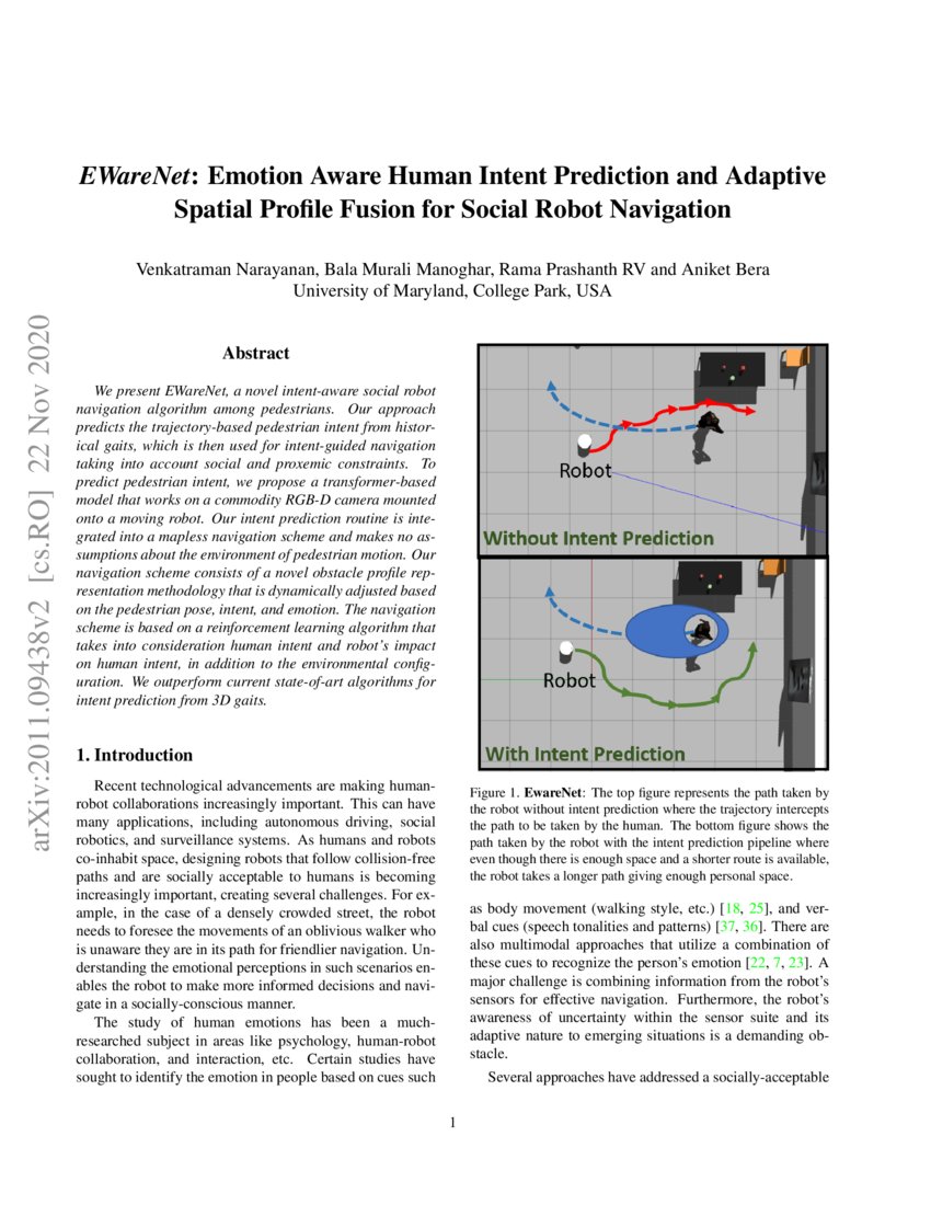 Ewarenet Emotion Aware Human Intent Prediction And Adaptive Spatial