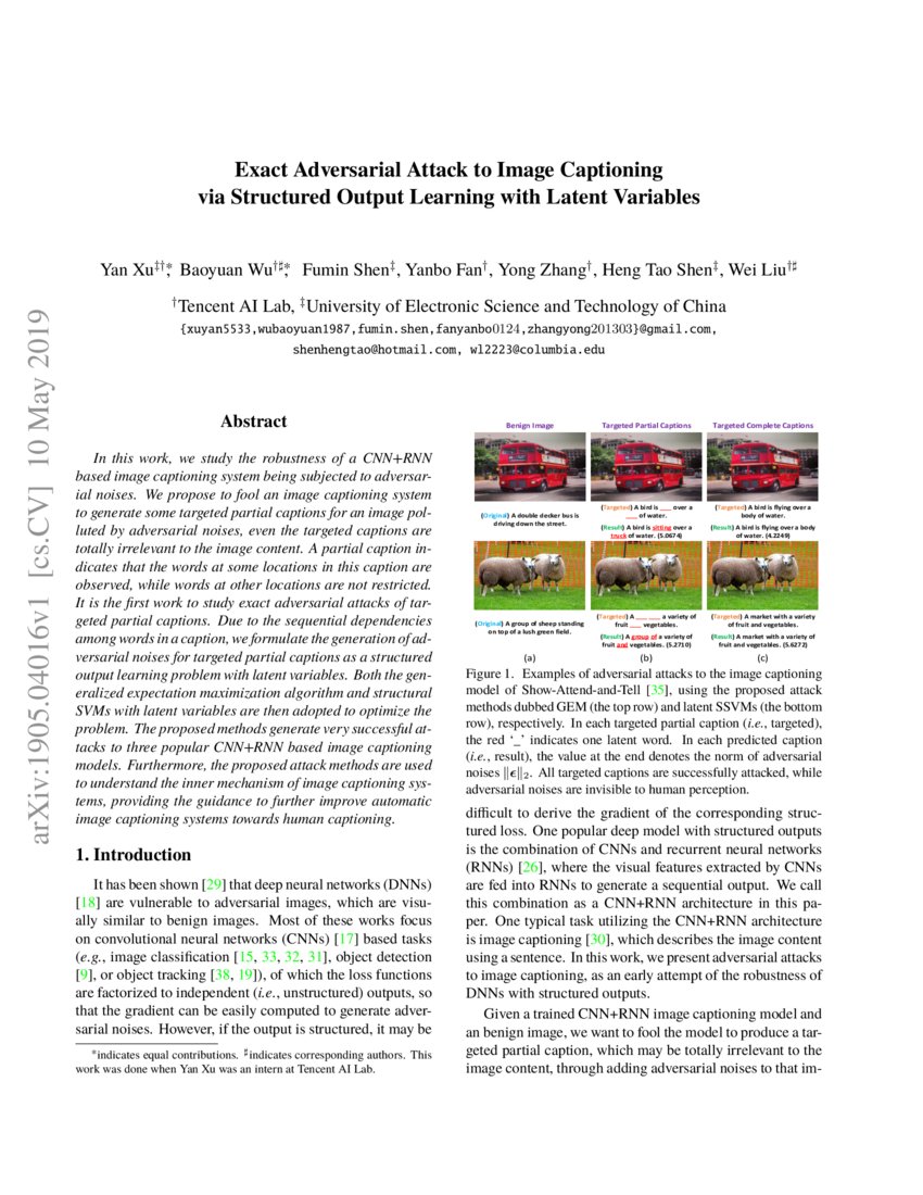 Exact Adversarial Attack To Image Captioning Via Structured Output Learning With Latent 