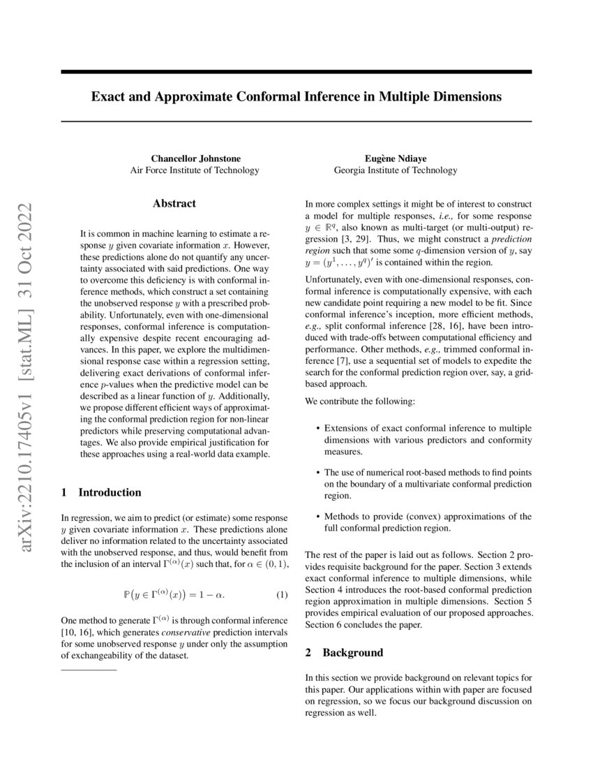 Exact And Approximate Conformal Inference In Multiple Dimensions Deepai