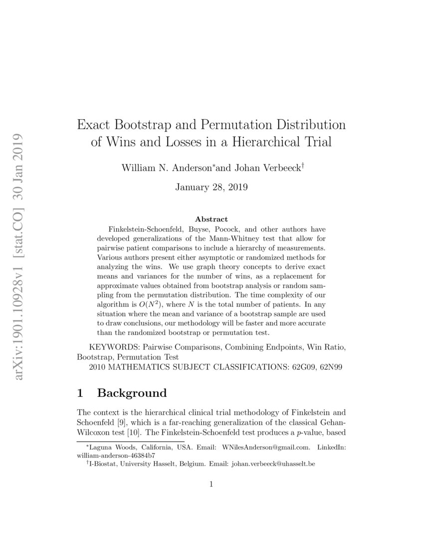 Exact Bootstrap and Permutation Distribution of Wins and Losses in a ...