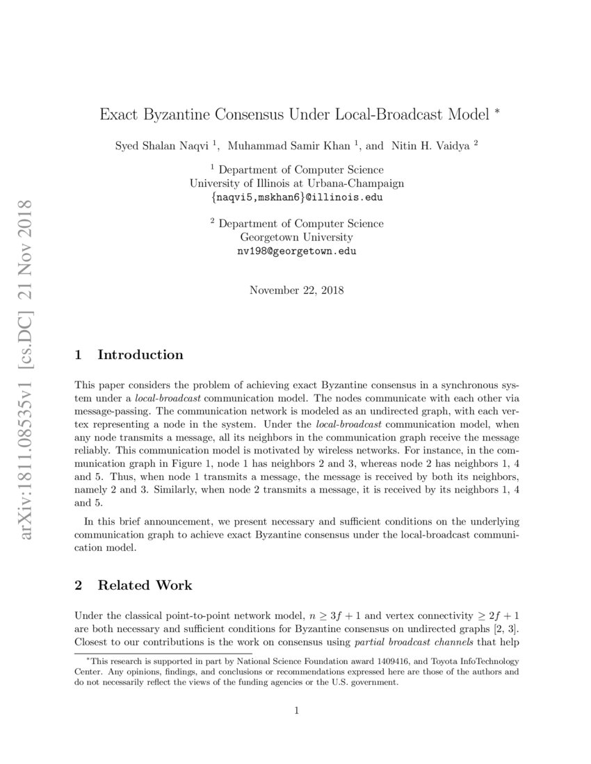 Exact Byzantine Consensus Under Local Broadcast Model Deepai