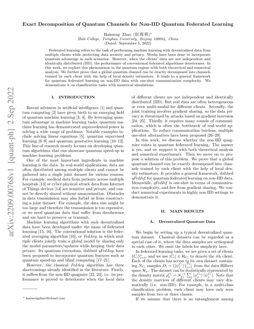 Exact Decomposition of Quantum Channels for Non-IID Quantum Federated Learning | DeepAI