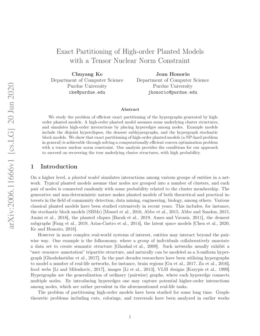 Exact Partitioning Of High Order Planted Models With A Tensor Nuclear Norm Constraint Deepai 