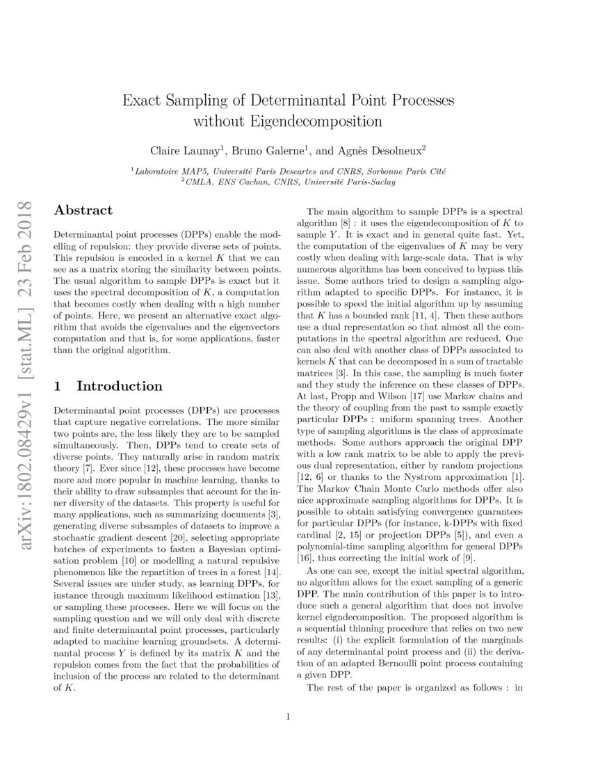 Exact Sampling of Determinantal Point Processes without Eigendecomposition | DeepAI