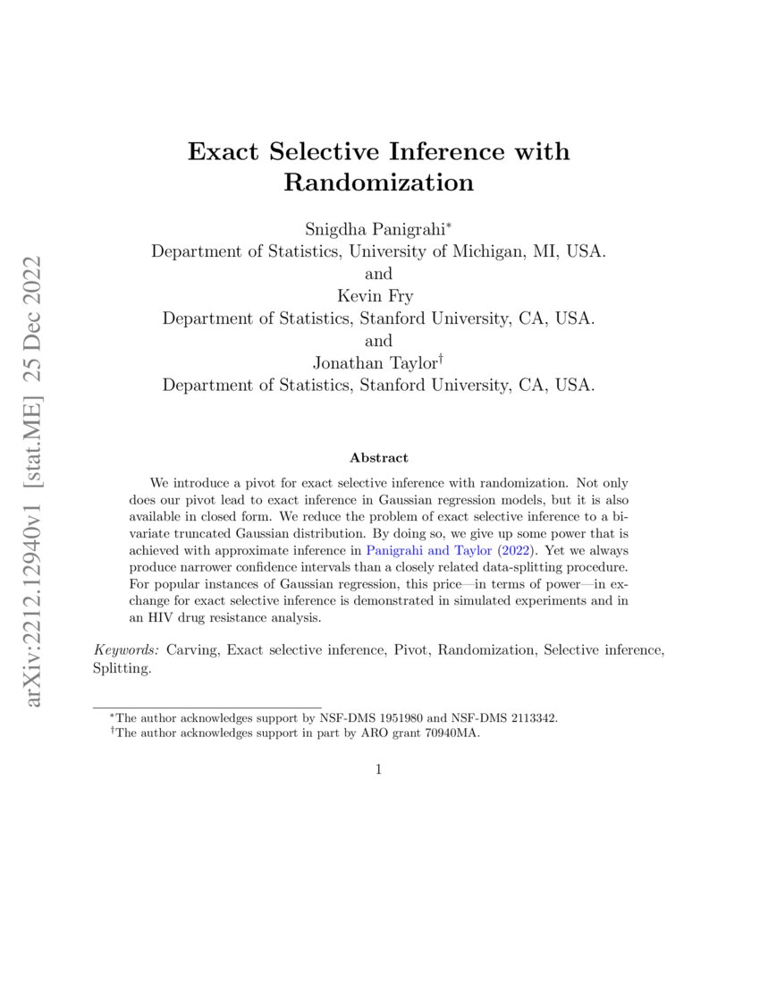 Exact Selective Inference With Randomization Deepai