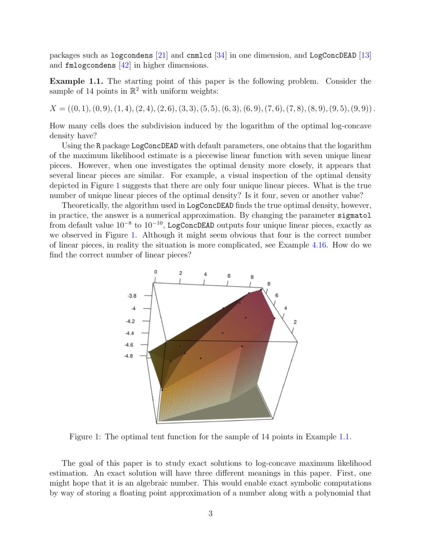 Exact Solutions In Log Concave Maximum Likelihood Estimation Deepai