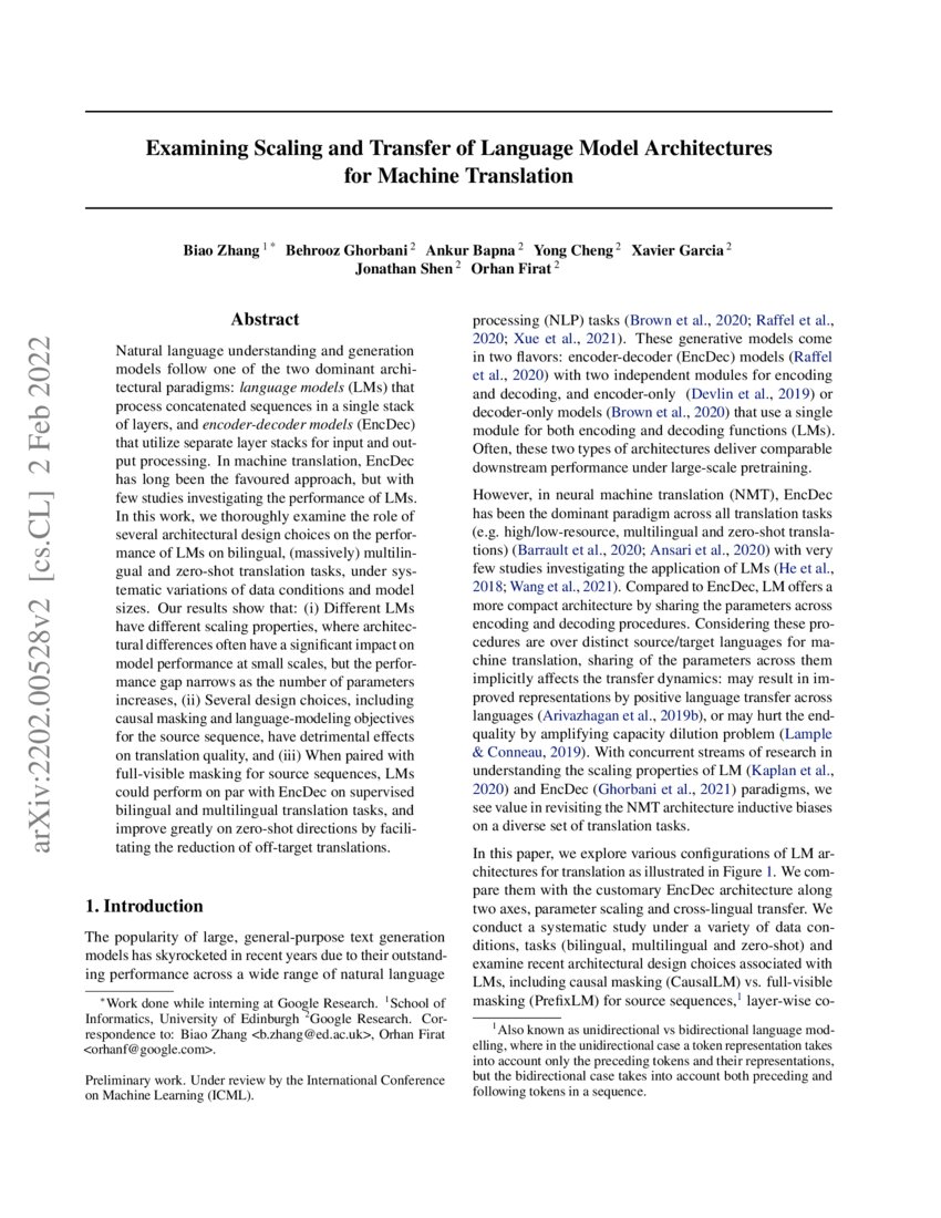 Examining Scaling and Transfer of Language Model Architectures for ...