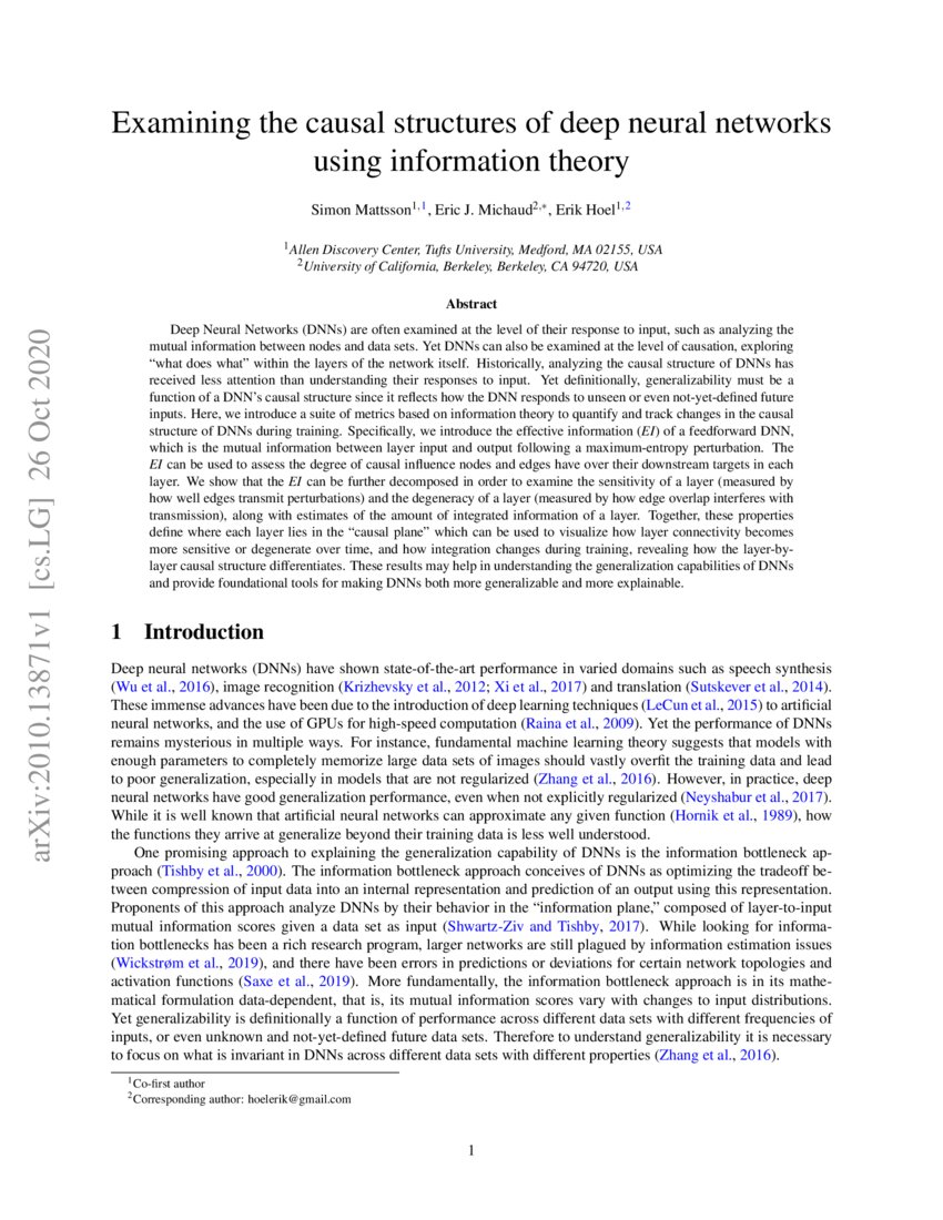 Examining The Causal Structures Of Deep Neural Networks Using