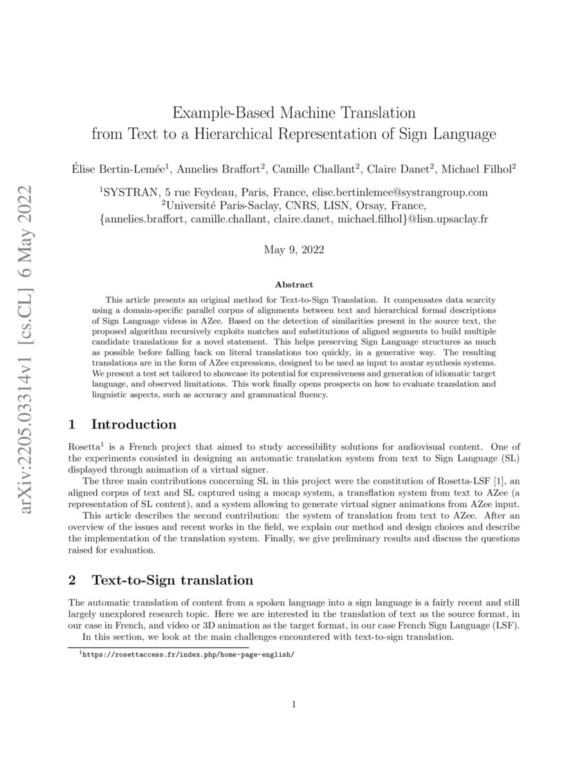 Example-Based Machine Translation from Text to a Hierarchical ...