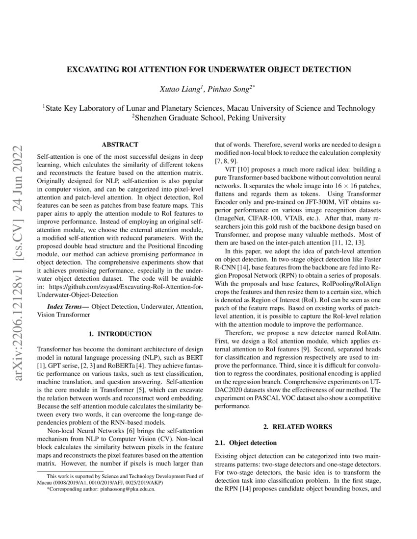 Excavating Roi Attention For Underwater Object Detection Deepai