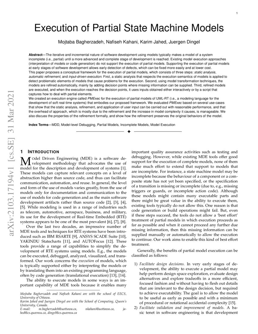 Execution Of Partial State Machine Models Deepai 